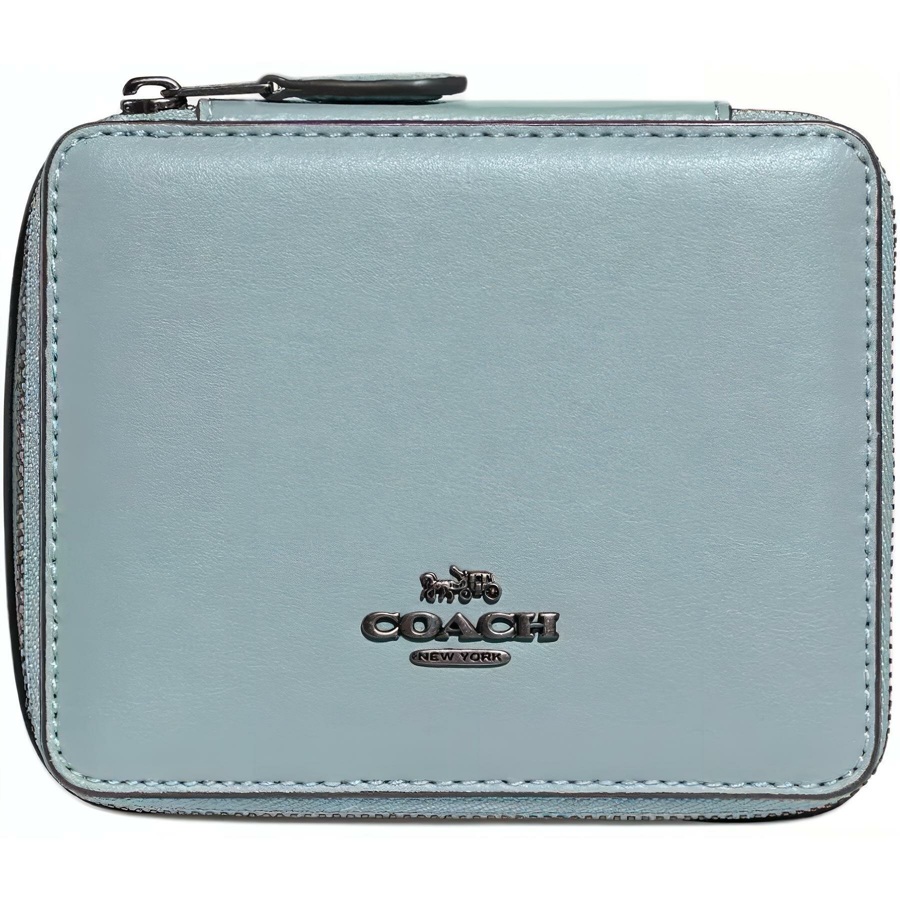 Косметичка женская COACH Bo Smooth Leather Jewelry Box Storage Bag Makeup Case, синяя