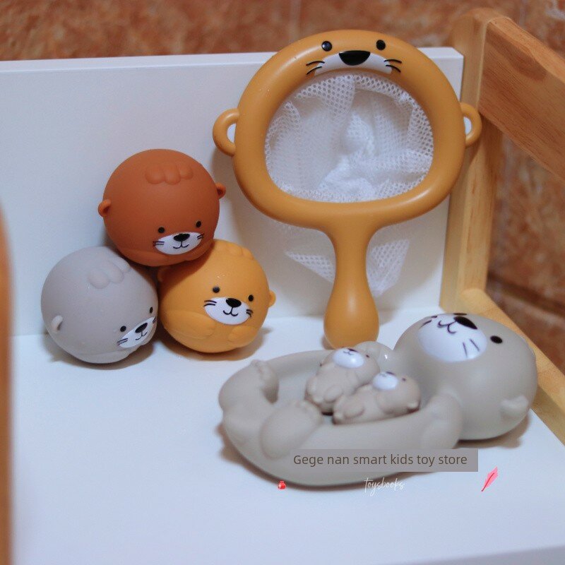 Корейский детский набор для ванной: Сетка-ловушка выдра с плавающей лодкой выдра, водонепроницаемая для купания