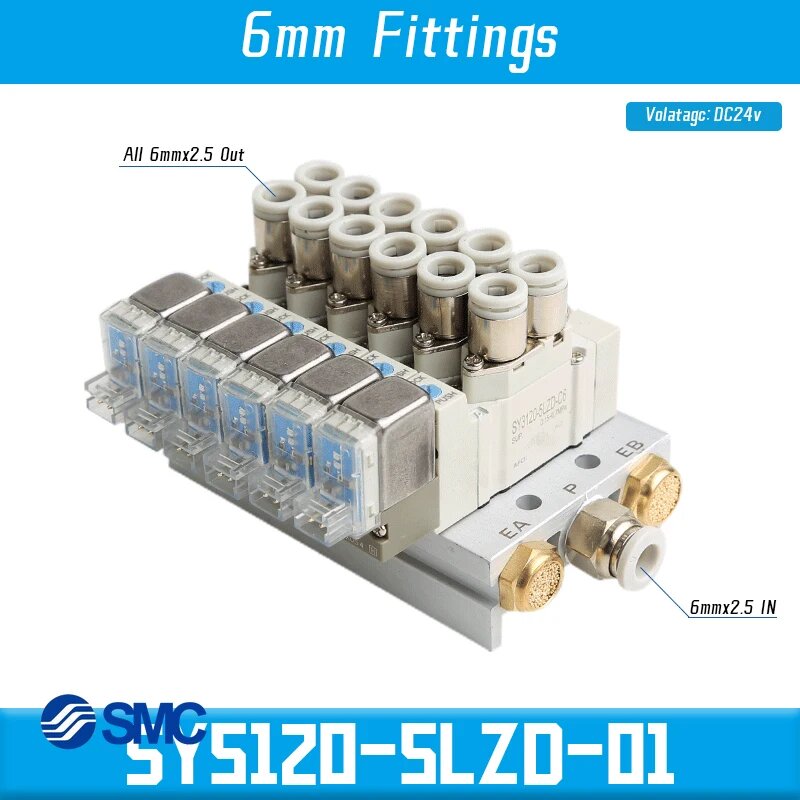 SMC SY5120-5LZD-01, 8 Stations, 6mm