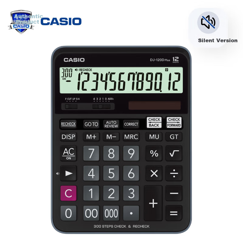 Калькулятор Casio DJ-120DPlus для офиса 300 шагов обратного расчета 100 шагов впереди черный
