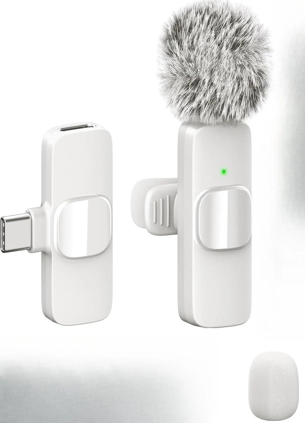 Беспроводной петличный микрофон basix для iPhone 15/16/17, iPad 1MIC K1-White
