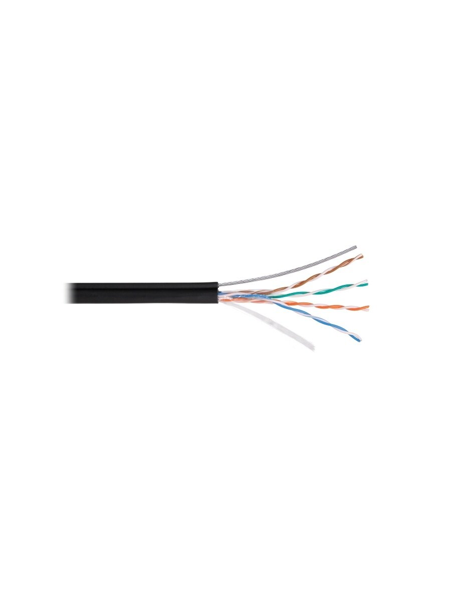 Кабель витая пара U/UTP 5e кат. 4 пары NIKOMAX NMC 4805B-BK 24AWG(0.51 мм), одножильный (solid), с троссом, чёрный