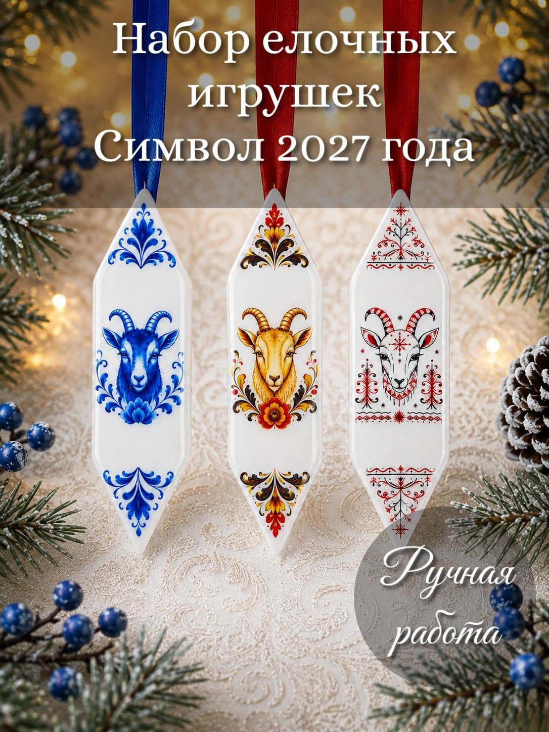 Елочная игрушка коза
