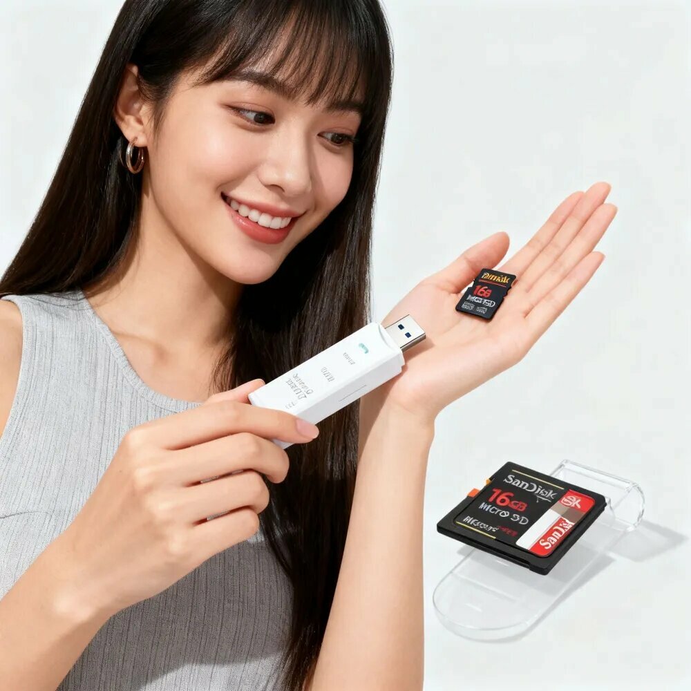 Кардридер USB 3.0 2-в-1 для SD и MicroSD карт, компактный адаптер для чтения карт памяти, скорость до 5 Гбит/с, переходник для ноутбука, фотоаппарата, телефона