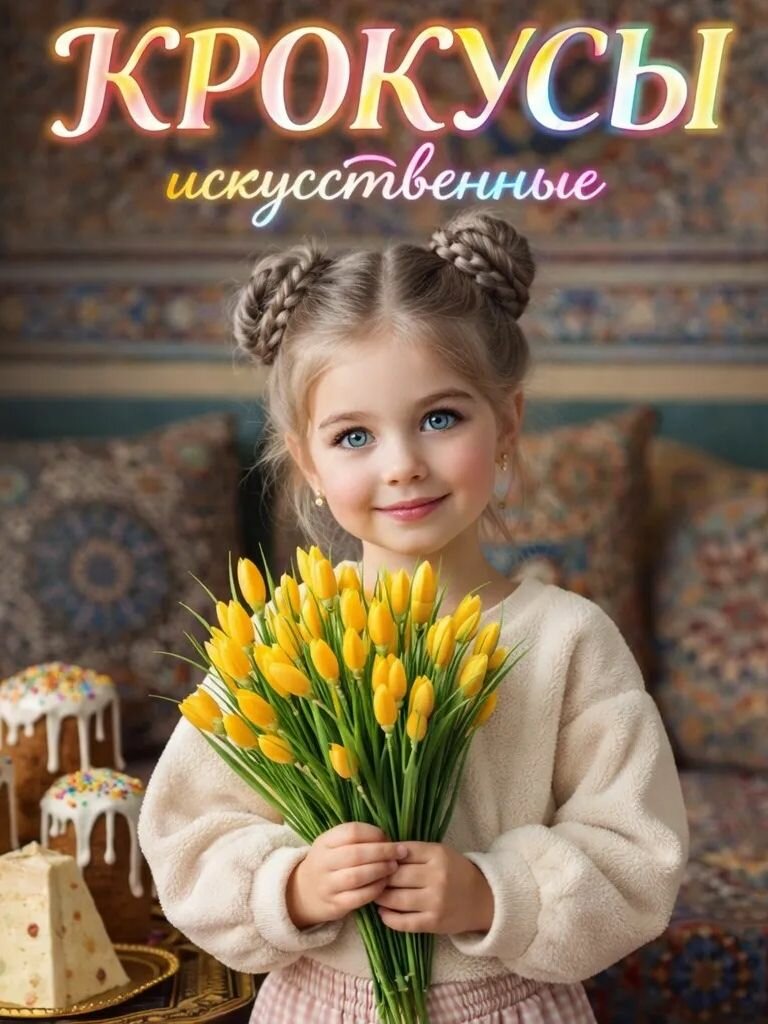 Крокусы искусственные 3шт. цветы для декора или на кладбище