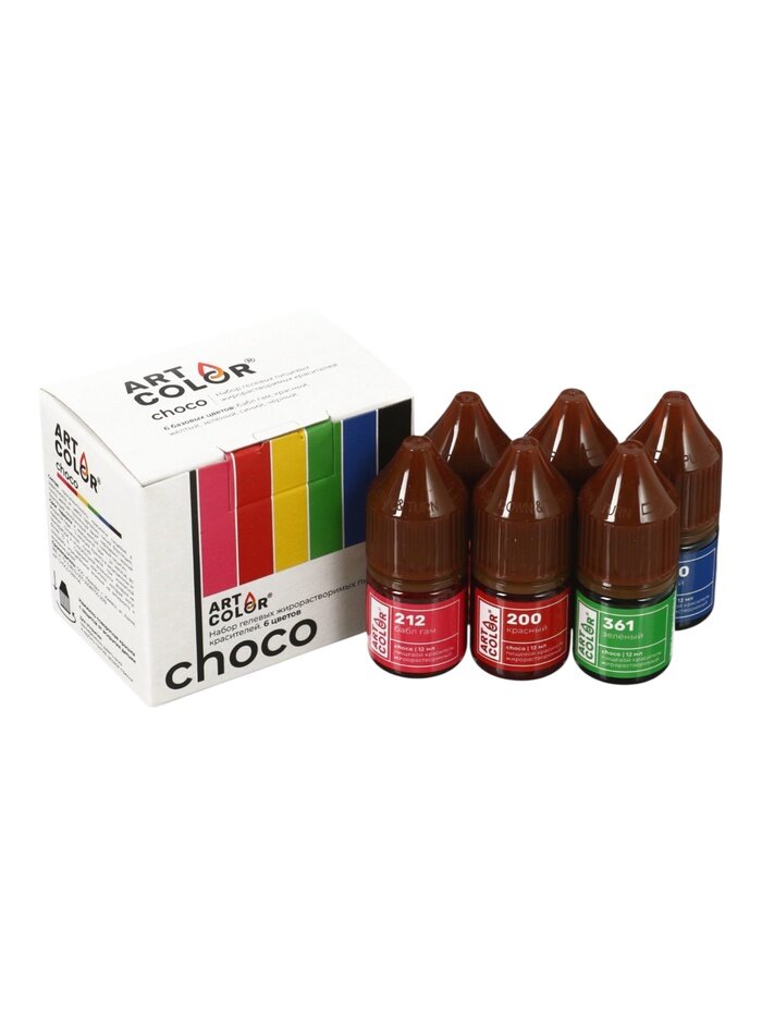 Набор гелевых жирорастворимых пищевых красителей Art Color choco, 6 цветов, 12 мл