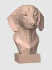 Эксклюзив! Бюст Низкополигональной Таксы (10см, бежевый матовый) - Верный друг, подарок, талисман