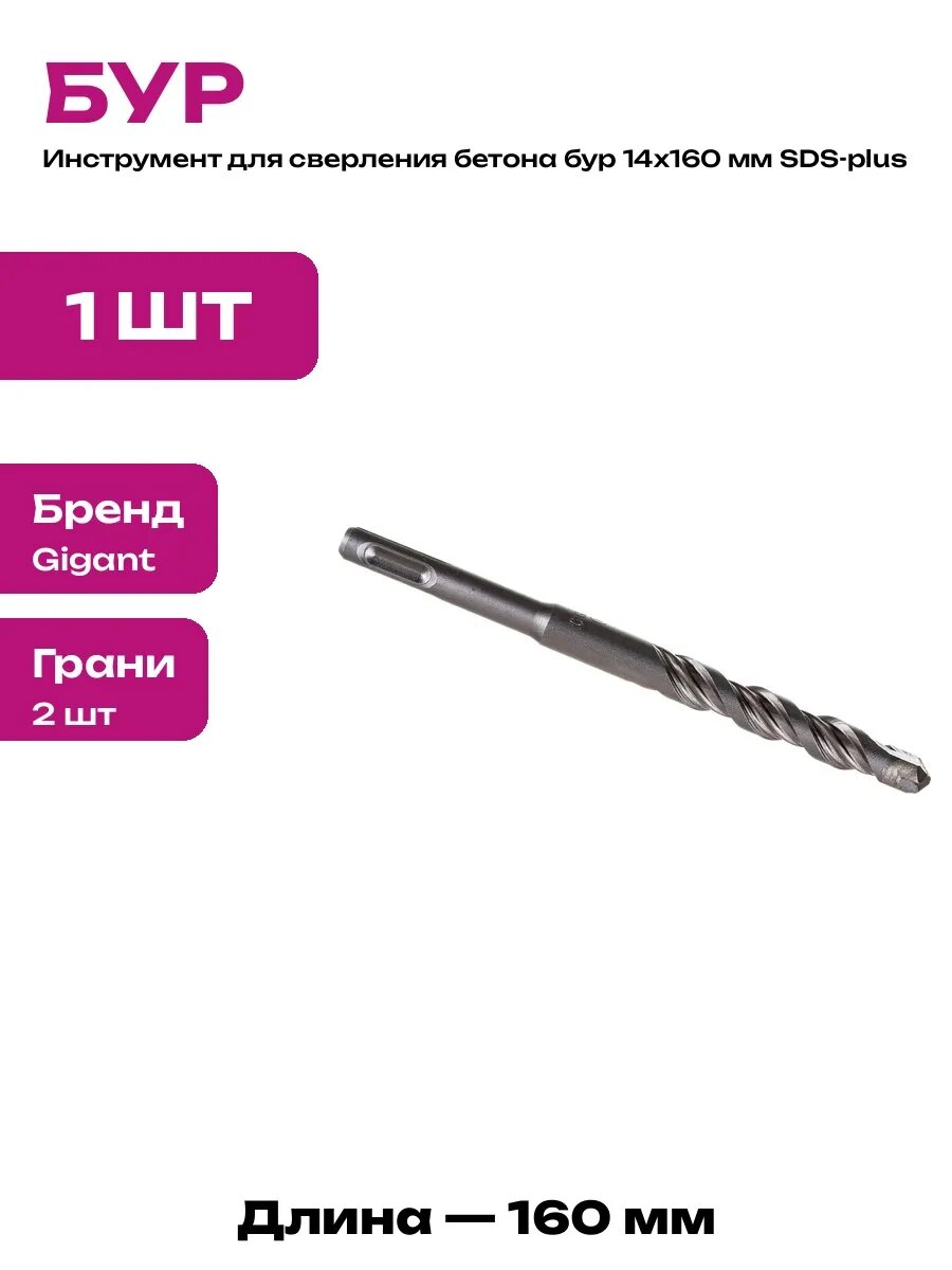 Оснастка для перфоратора бур 14х160 мм SDS-plus усиленный