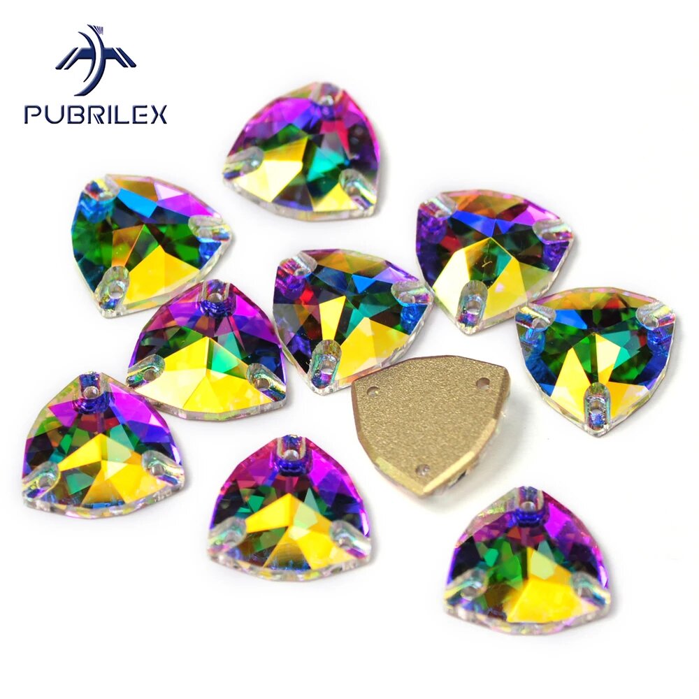 Стразы стеклянные PUBRILEX Trilliant 16mm Crystal AB 12шт