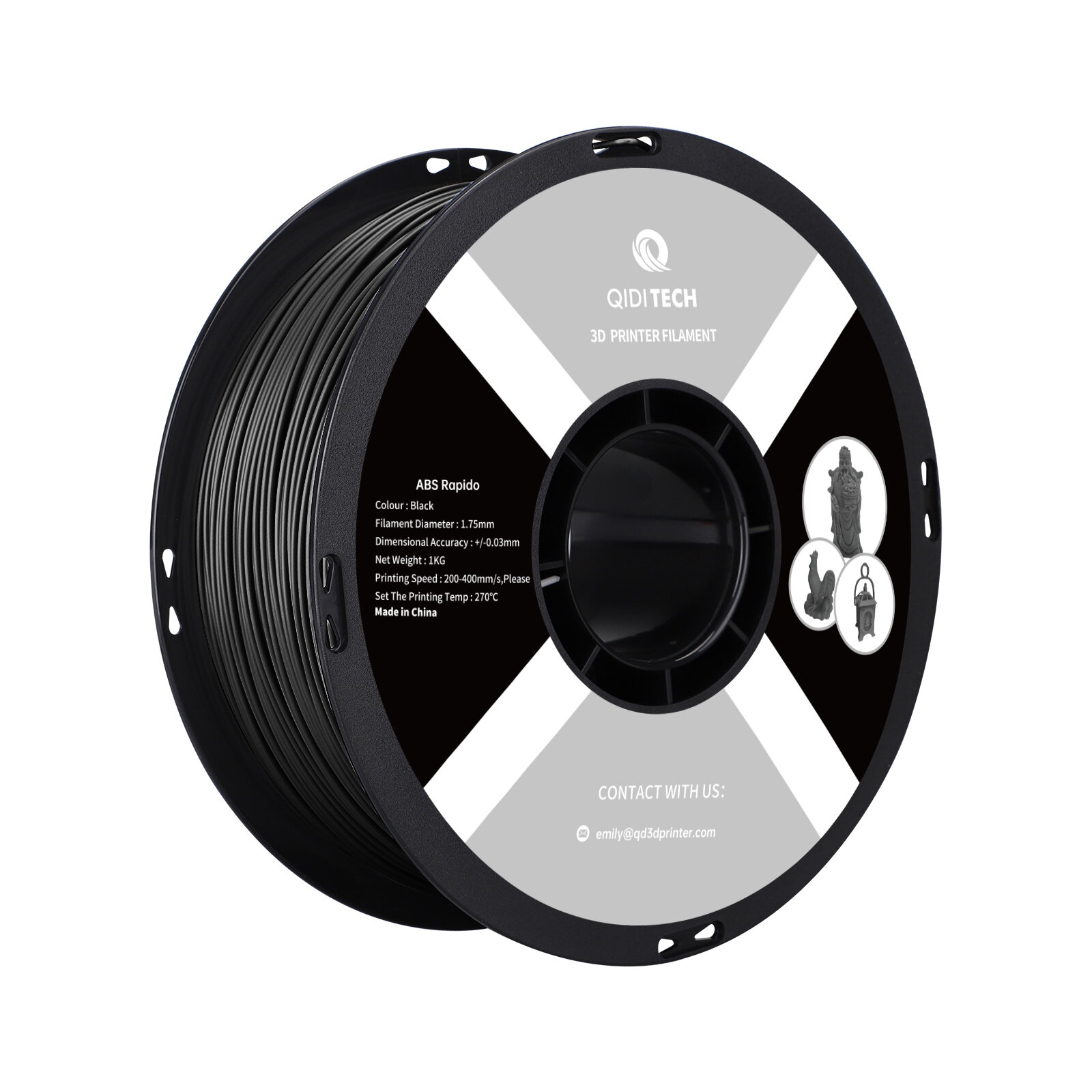 QIDI TECHNOLOGY ABS Filament 1.75mm, Suitable for High Speed Printing, 1 KG Spool