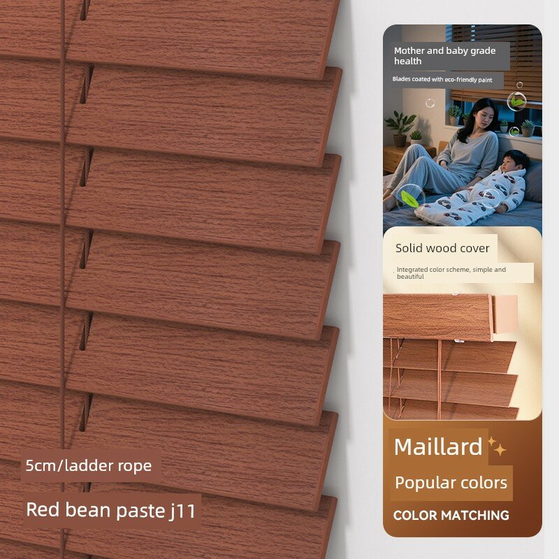 Электрические жалюзи из массива дерева в винтажном стиле, светонепроницаемые, новая модель 2026 года, для спальни,