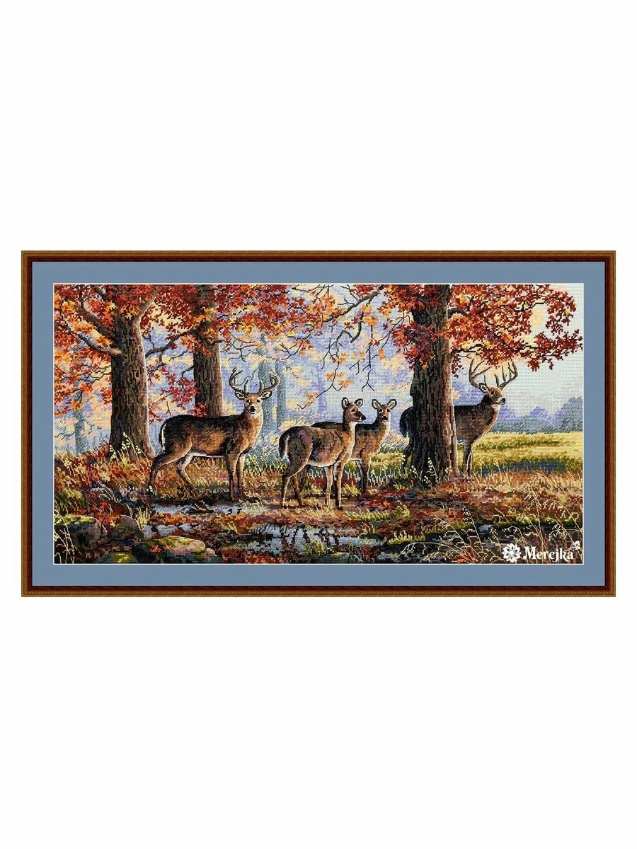 Набор для вышивки крестом Amishop " Merejka K-168 Under the Oaks ", 18CT Aida, 383 x 200 стежков, 34 цветов, 28 x 54 см