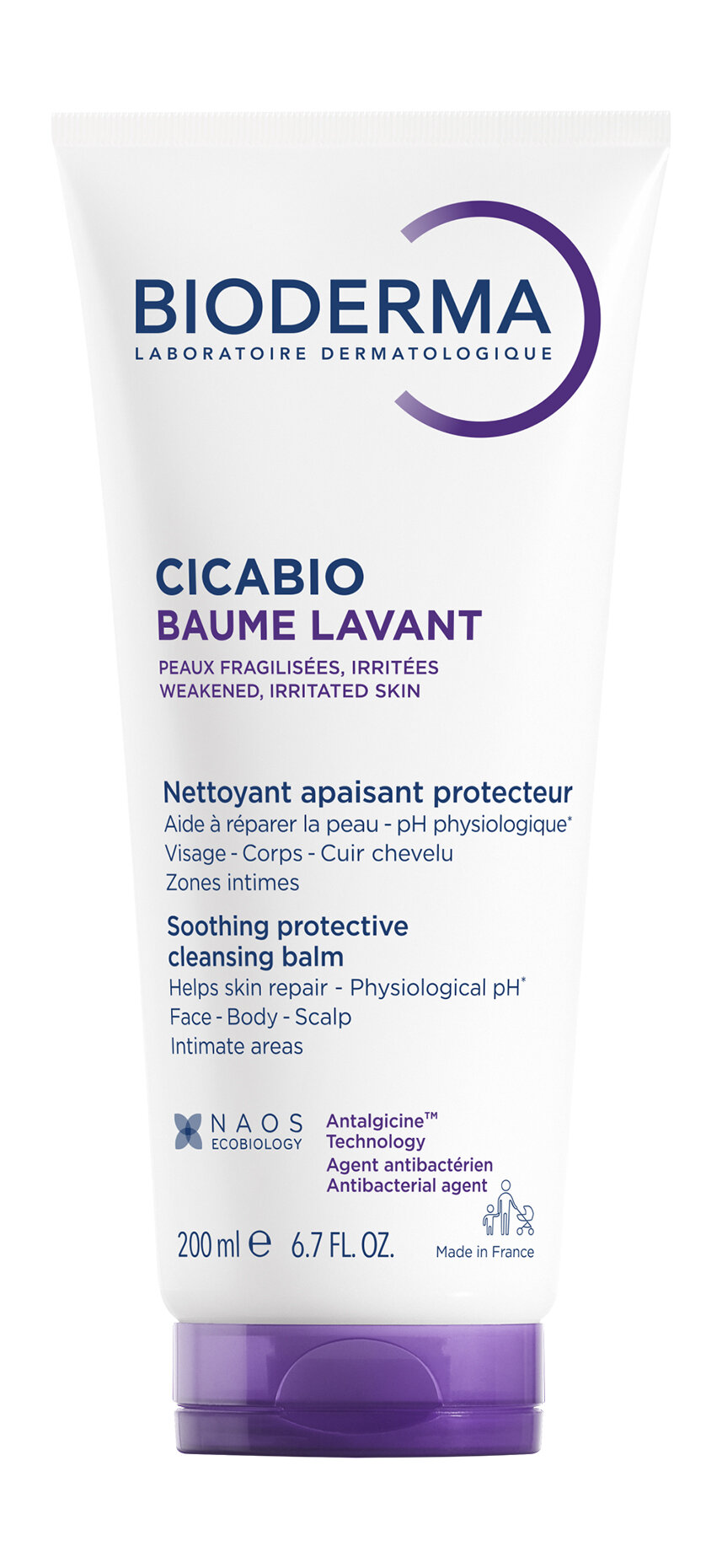 BIODERMA LABORATOIRE DERMATOLOGIQUE Cicabio Бальзам для лица восстанавливающий очищающий, 200 мл
