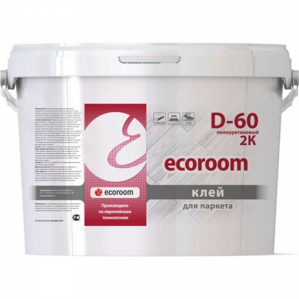Клей 2-х компонентный полиуретановый PU 2K Ecoroom D-60 для паркета (10 кг) ECOD-60