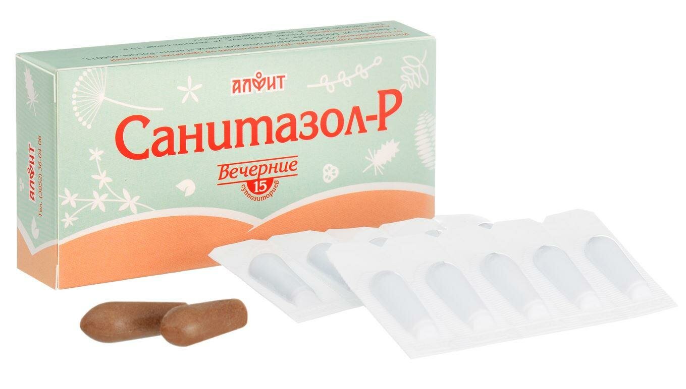 Фитосвечи Алфит Санитазол-Р вечерние противовоспалительные № 15х2 г 5739