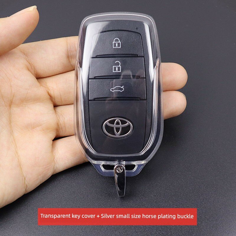 Прозрачный чехол для ключа с серебряным маленьким кольцом для Toyota Corolla Smart Hybrid 2023-2026