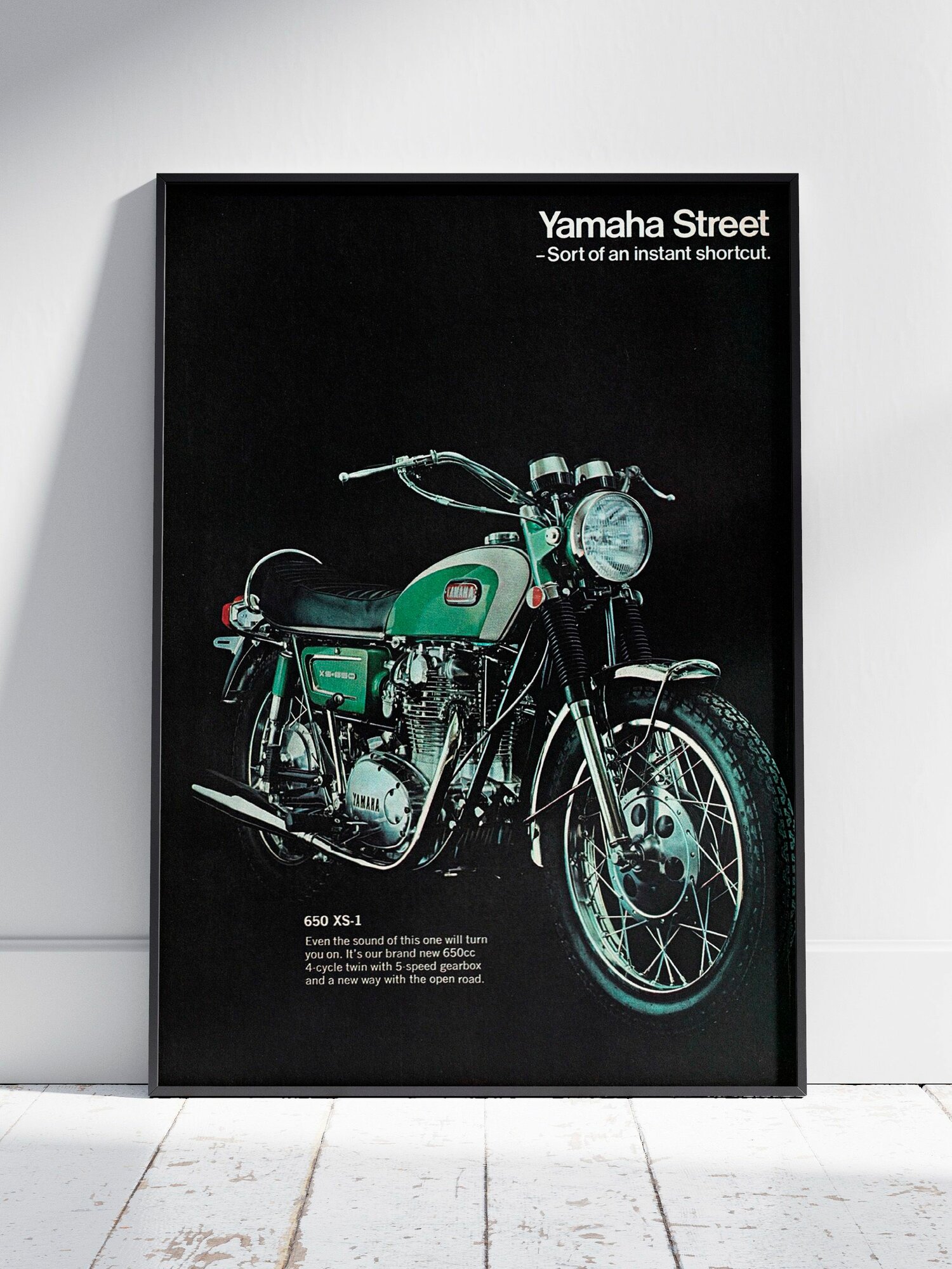 Плакат на стену для интерьера Техника и транспорт (Ямаха XS1 XS2 650 - Yamaha XS1 XS2 650) - Постер по транспорту формата A4 (21x30 см)