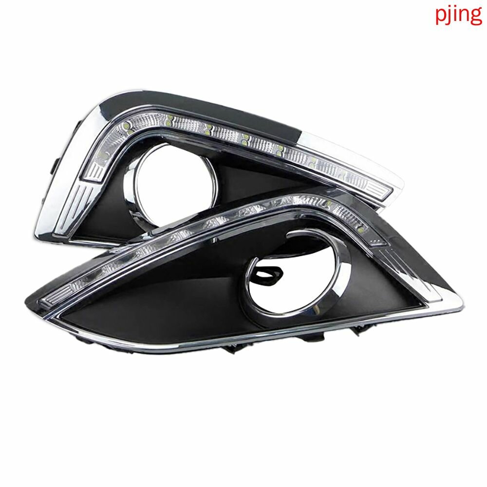 Дневные ходовые огни для Hyundai IX35 2010-2013 — пара LED с отверстием под противотуманную фару, 12В, белый новые