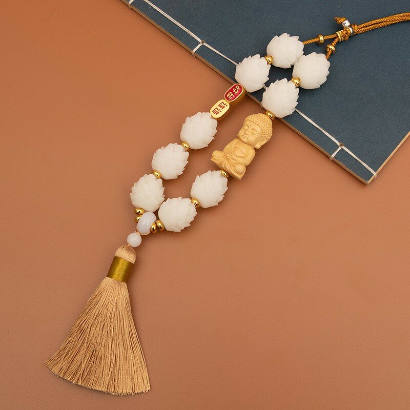 Новый талисман на удачу для автомобиля, маленький кулон Будды из самшита, украшение для автомобильного зеркала заднего вида в виде лотоса Бодхи 1z