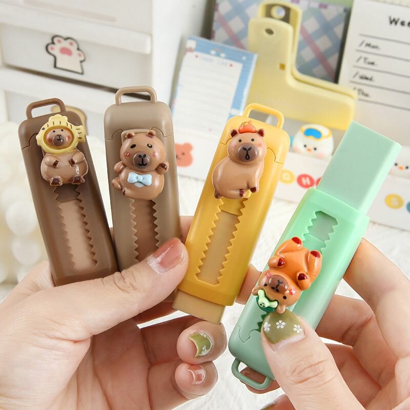Kawaii, эстетичные канцелярские товары, канцелярские принадлежности, милая креативная капибара, пуш-пуш, ластик, Забавный портативный, без следа, для протирания резины