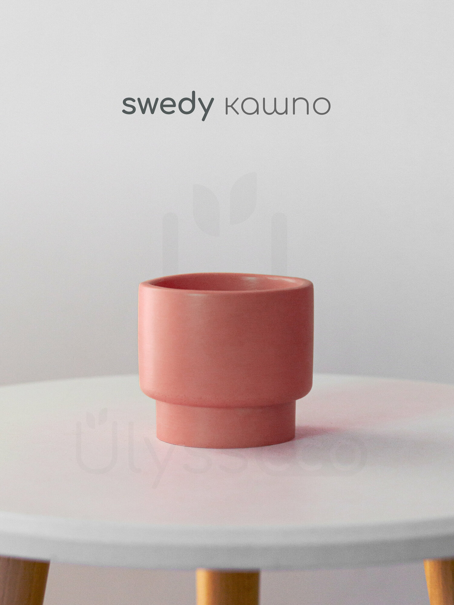 Маленькое кашпо в скандинавском стиле Swedy, красное, искусственный камень, лак, 260 мл, 8х8.5 см