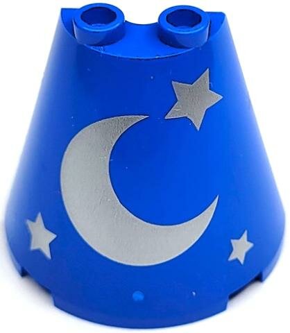 Деталь Lego 38317pb01 Cone Half 4 x 2 x 3 with Silver Crescent Moon and Stars Pattern