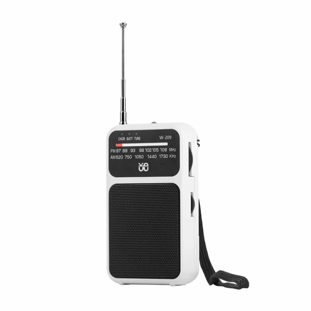 Портативное FM/AM радио с подсветкой W-209: двойное питание, большой динамик, встроенный фонарик для дачи, походов и путешествий