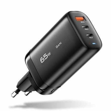 Зарядное устройство 65W GaN, сетевое, QC3.0/PD 2хUSB-C+USB-A