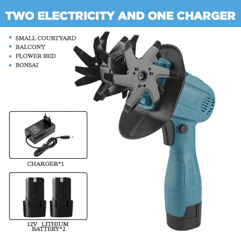 Литиевый аккумуляторный культиватор, небольшой бытовой роторный культиватор, ручной портативный электрический культиватор, микрокультиватор для прополки садовых бонсай.