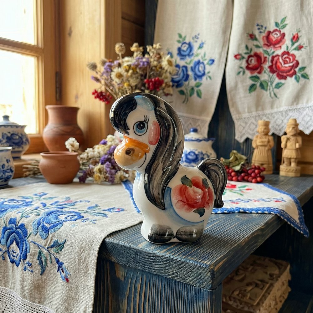 Фигурка "Лошадка-Василиса" цв. ГЛ-938 Народные промыслы Фарфор