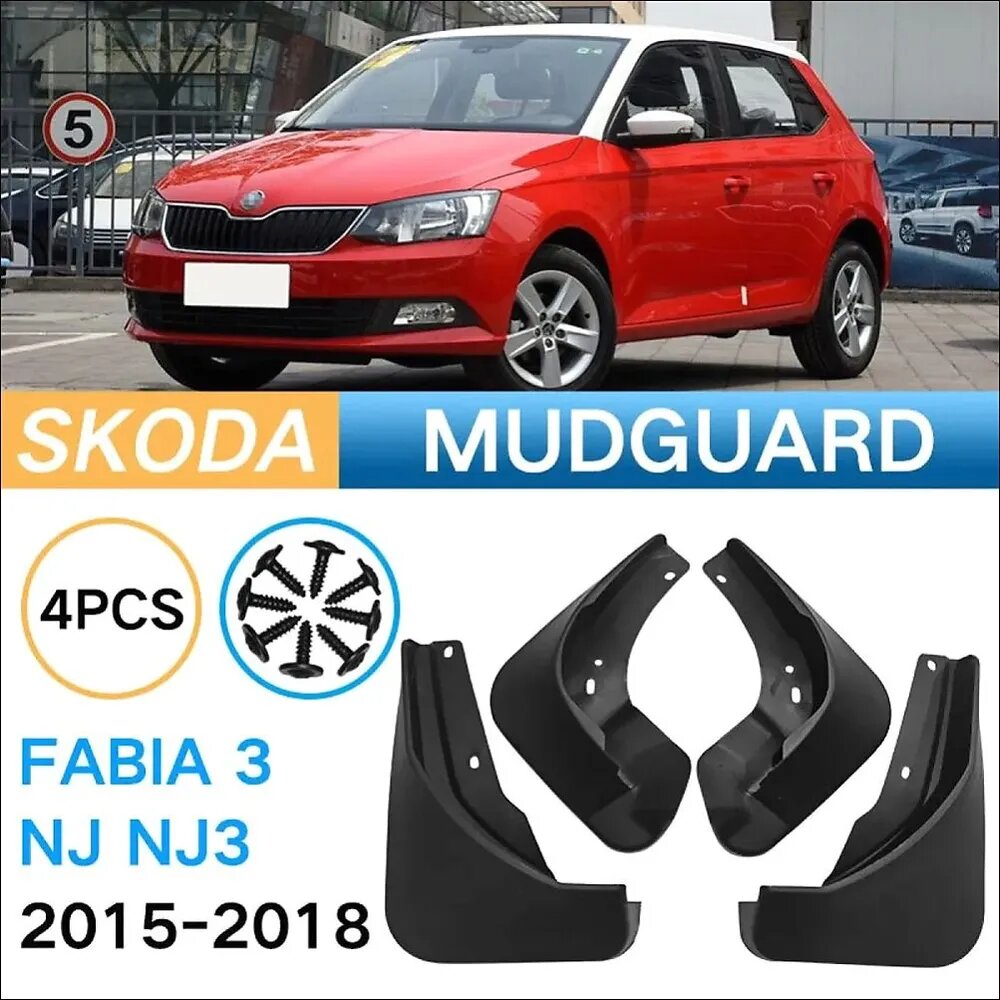 Брызговики для Skoda Fabia 3 NJNJ 3 (2015-2018) 4 шт, черные, комплект