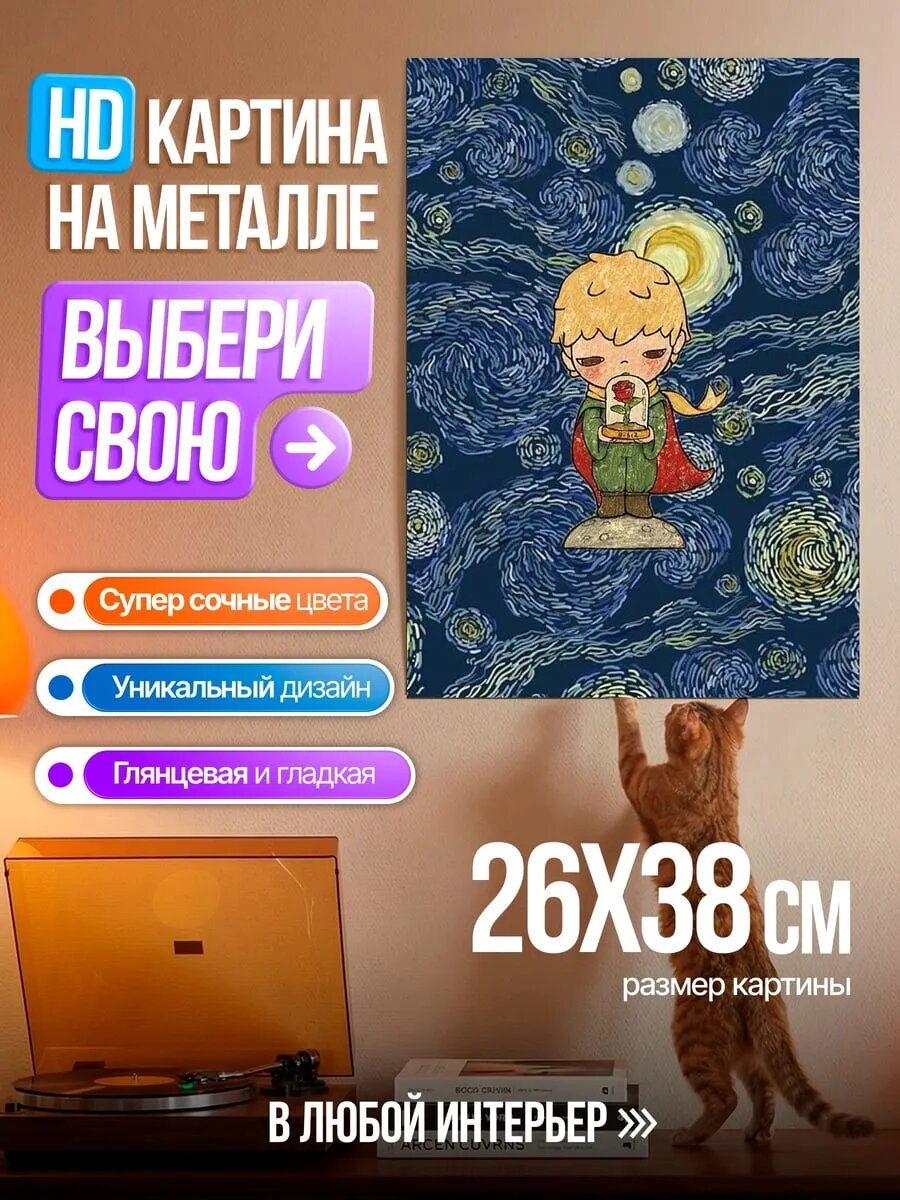 Картина на HD металле Маленький принц звезды