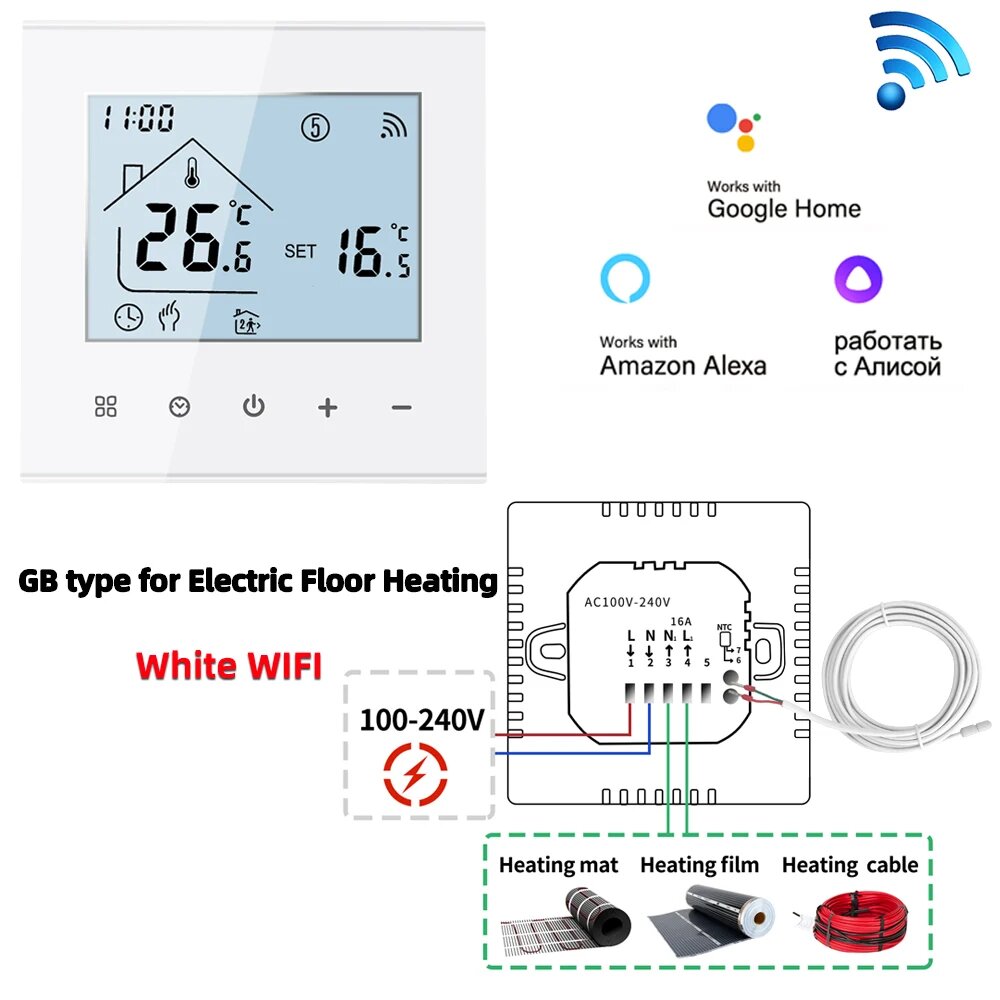 Термостат для электрического пола MINCO HEAT M4A WIFI, белый