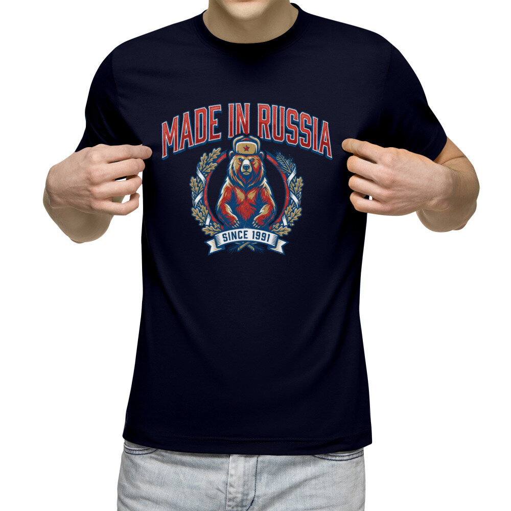 Мужская футболка «made in Russia» (темно-синий, L)