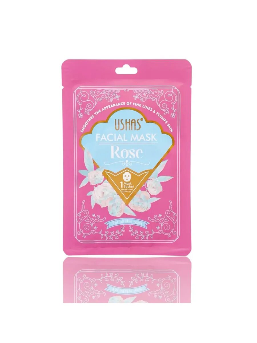 Тканевая маска USHAS Facial Mask Rose, увлажняющая, 12 штук
