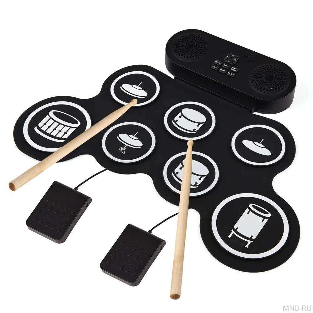 Электронная ударная установка Hand Roll Drum Set 7 пэдов 2 динамика 7 стилей 6 ритмов 10 демо-песен