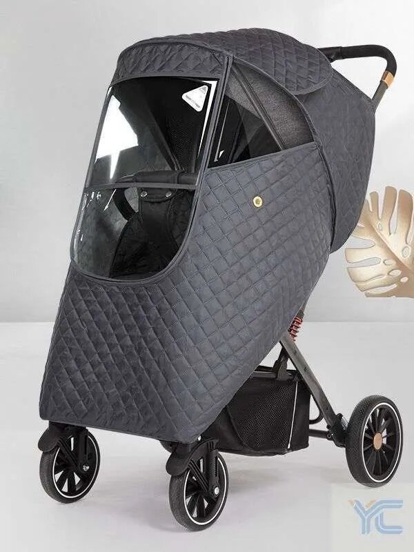 Чехол дождевик универсальный теплый демисезонный зимний от снега ветра дождя на детскую прогулочную коляску с окошком