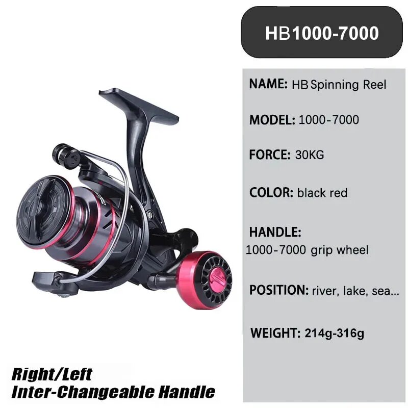 Безынерционная катушка HB Spinning Reel 5000 Series, New-Metal Grip, 30KG