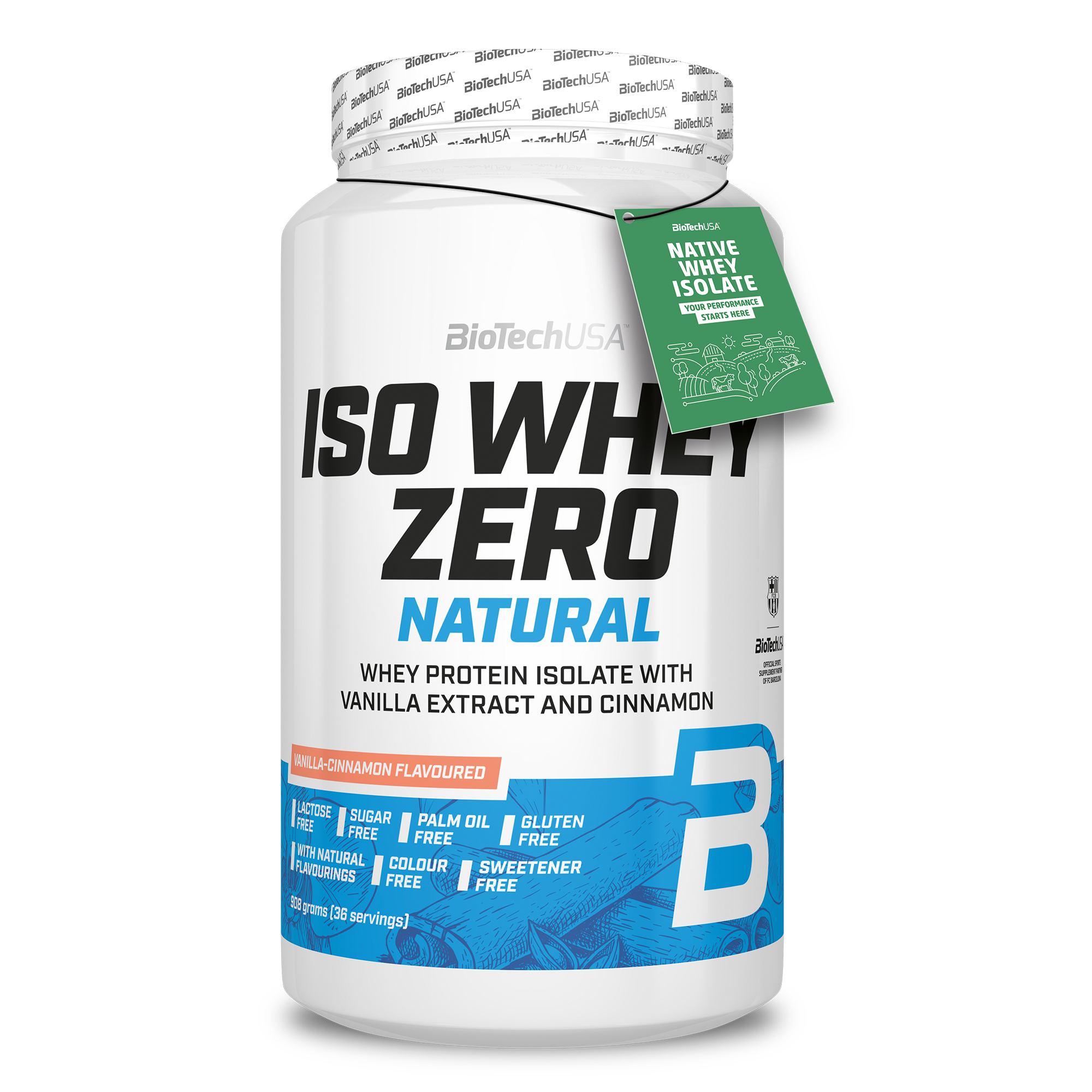 Сывороточный протеин изолят BiotechUSA Iso Whey Zero Natural 908 г ваниль-корица