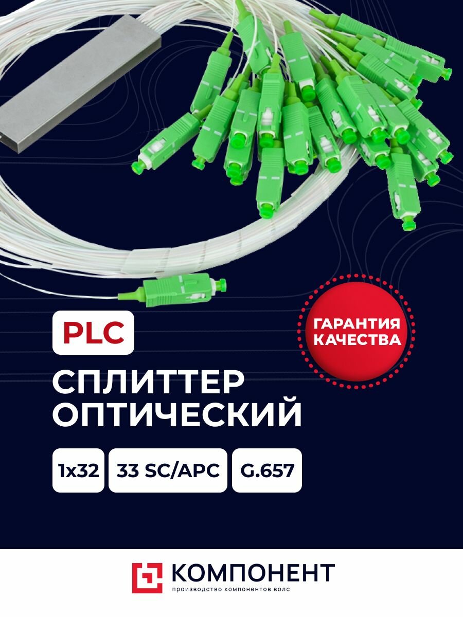 Оптический сплиттер PLC 1x32, 33 SC/APC планарный в гильзе