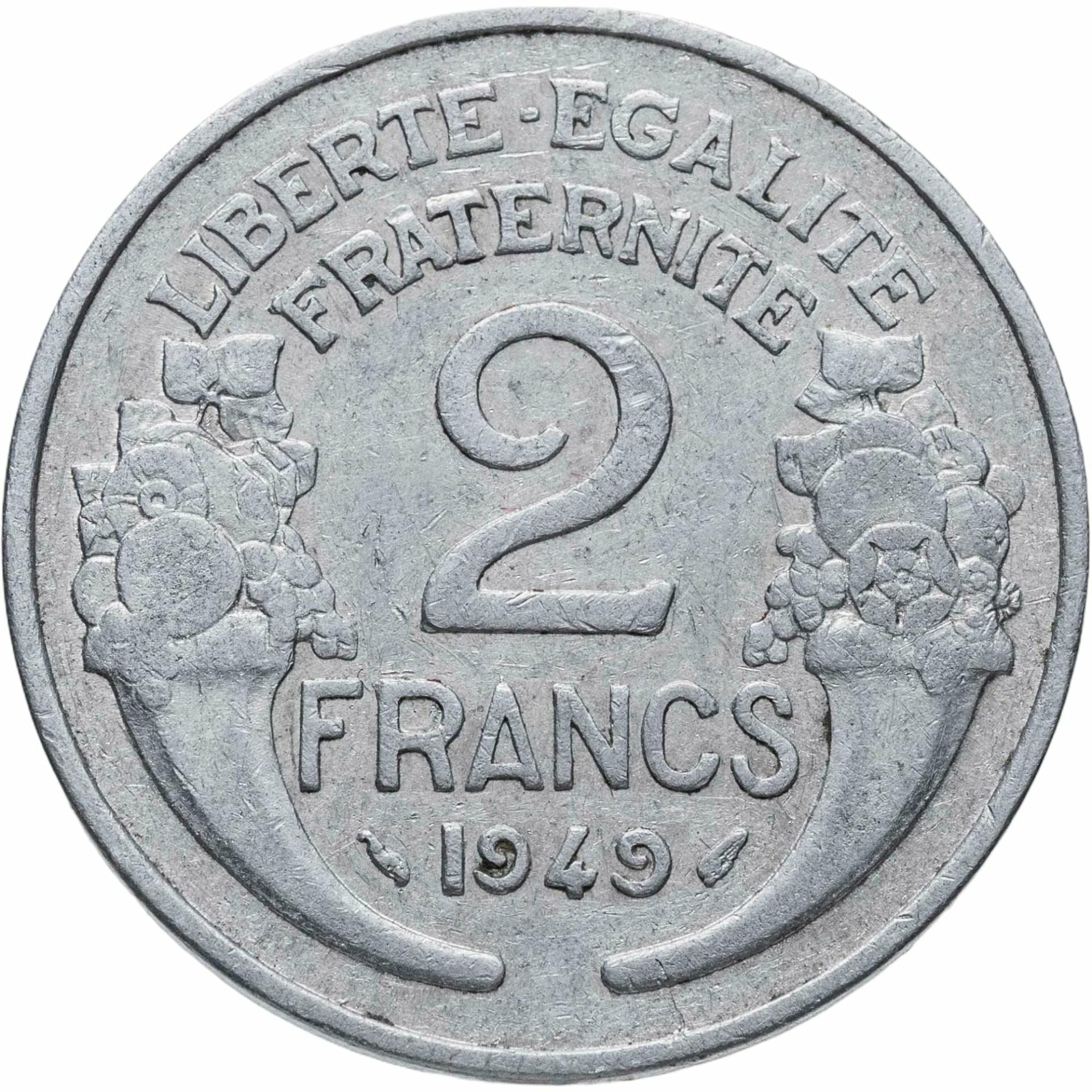 Франция 2 франка (francs) 1949 Без отметки монетного двора