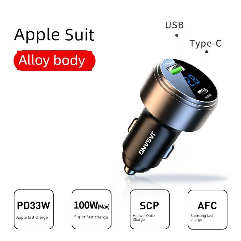 33W Apple PD Быстрое зарядное устройство + 100W Быстрая зарядка для iPhone 15-16 автомобильного адаптера, совместимого
