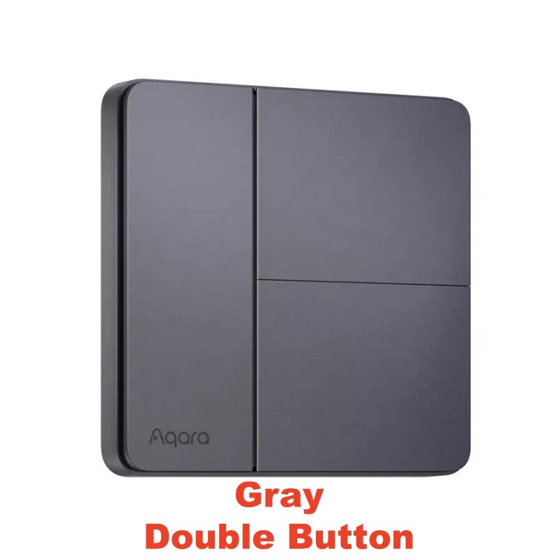 Умный выключатель на стене Aqara Smart Wall Switch Z1 Zigbee 3.0 с нейтральным или без нейтрального провода. Голосовое управление. Умная система для дома. Совместим с Mi Home, HomeKit — Серый — 2 ключа