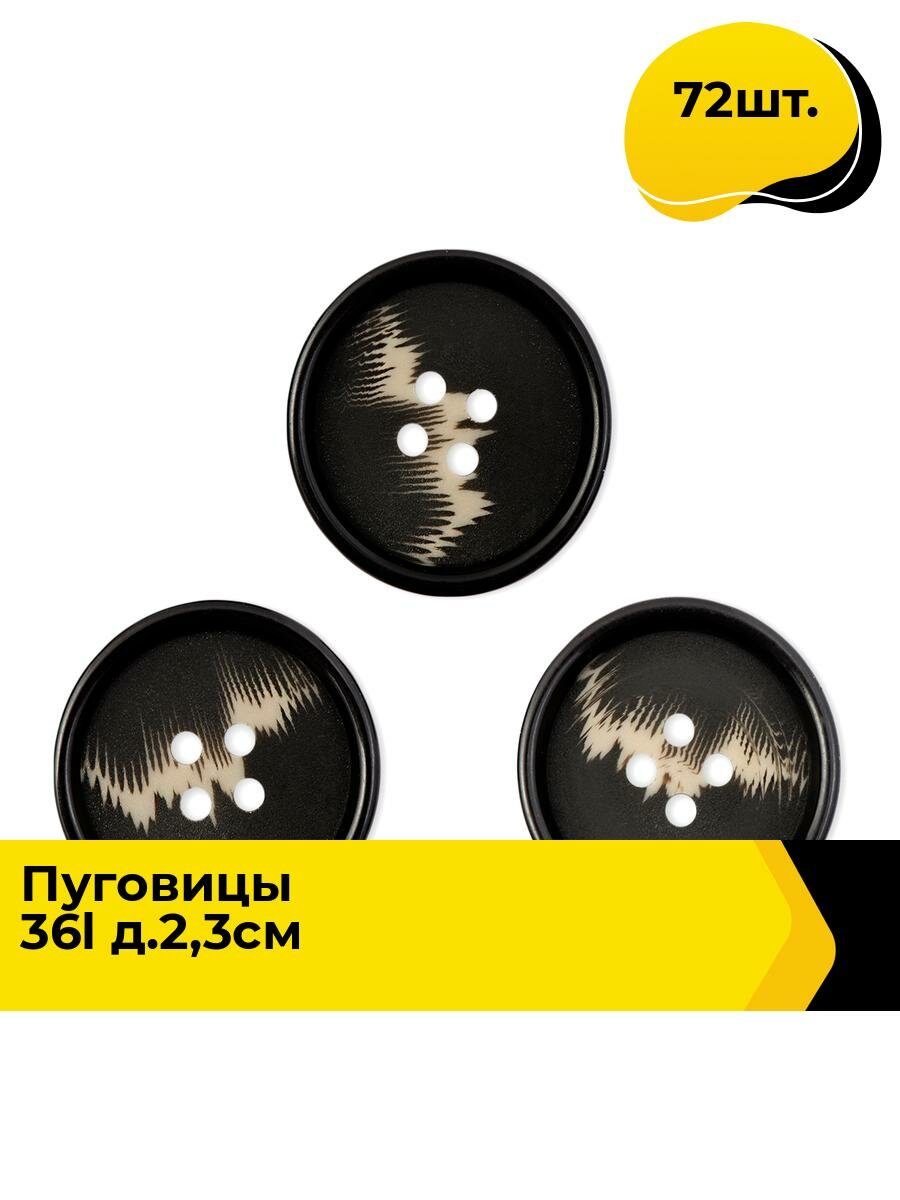 Пуговицы декоративные для рукоделия костюмные, набор пуговиц, 36L, 2.3 см, 72 шт.