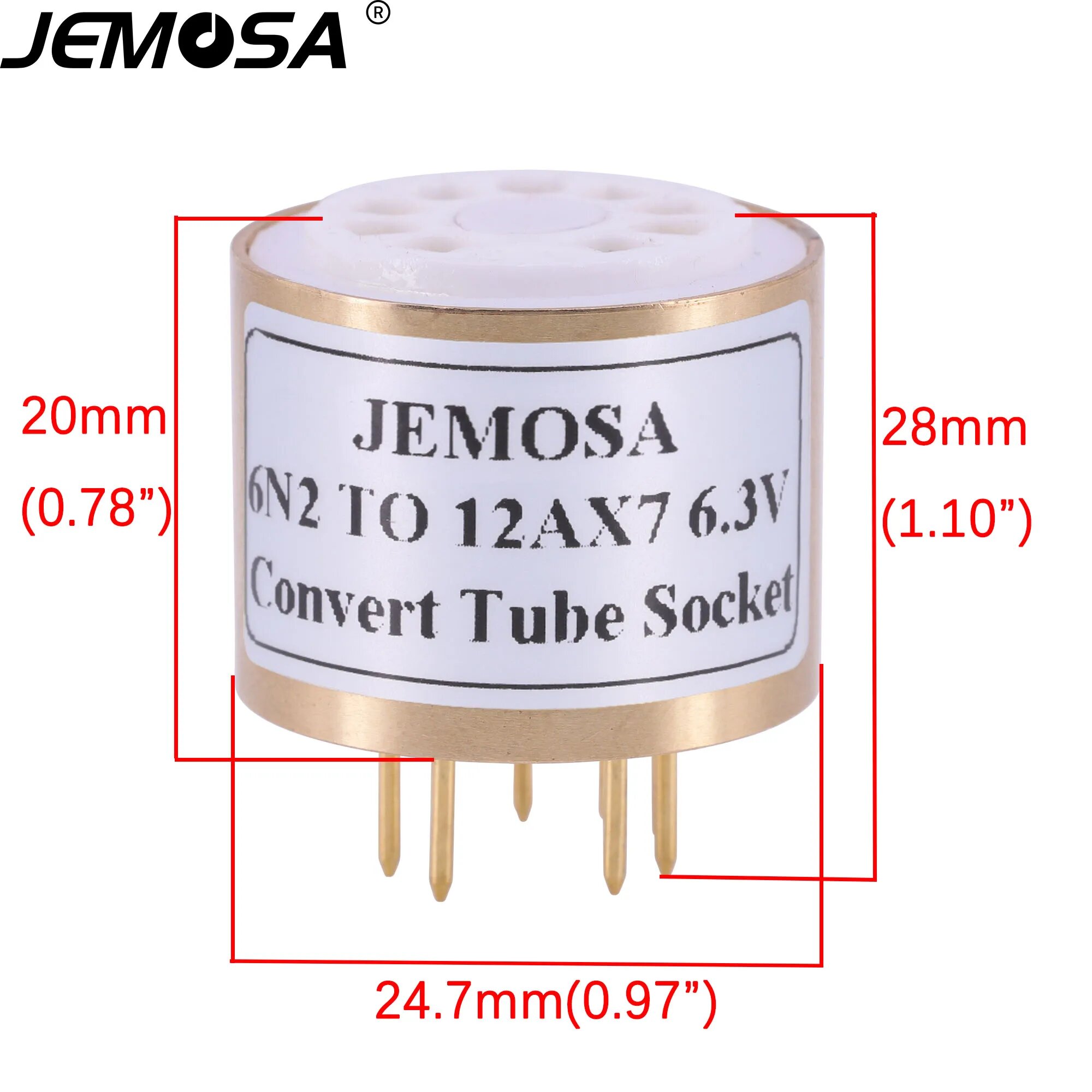 JEMOSA 6N2 to 12AX7 Socket 6.3V, Цвет: B