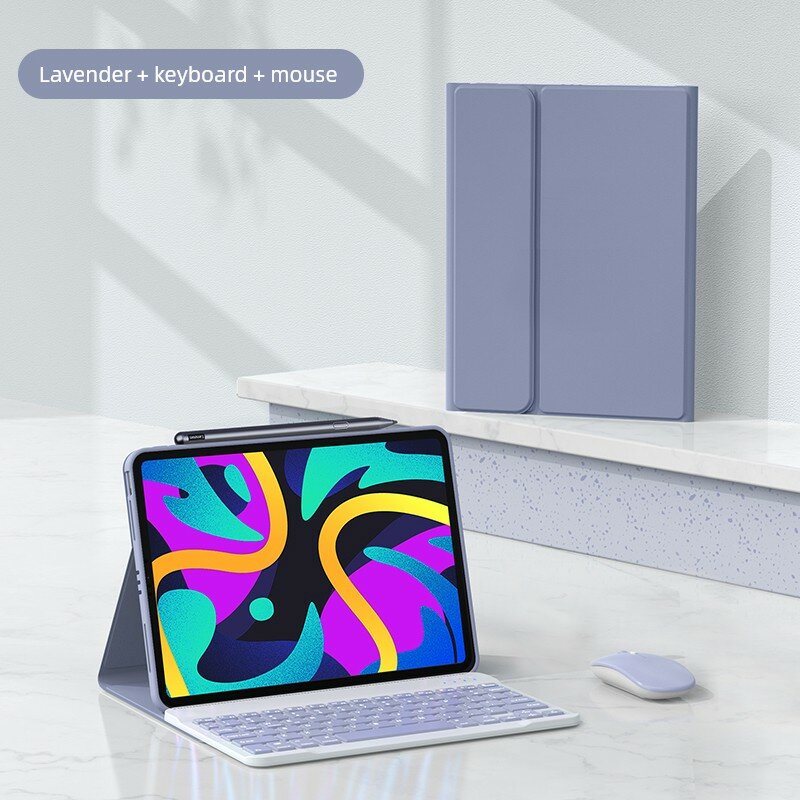 Чехол для iPad 9,7 дюйма с магнитной клавиатурой и мышью, ударопрочный силиконовый, серый (без стилуса) для iPad 5/6
