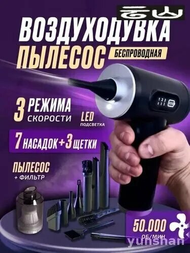 Воздуходувка аккумуляторная/ компрессор воздушный/ турбовентилятор 50000 об/МИН турбо вентилятор 6000 мАч