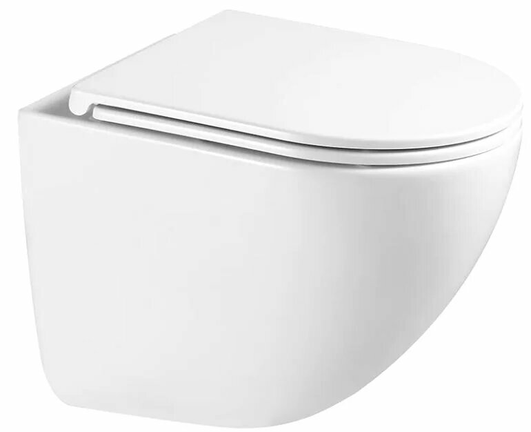 Унитаз подвесной SINTESI Ellipse SIN-TS-ELL-153 с микролифтом, безободковый, без бачка, антивсплеск, фарфоровый, белый, глянцевый, овальный, сиденье для унитаза в комплекте