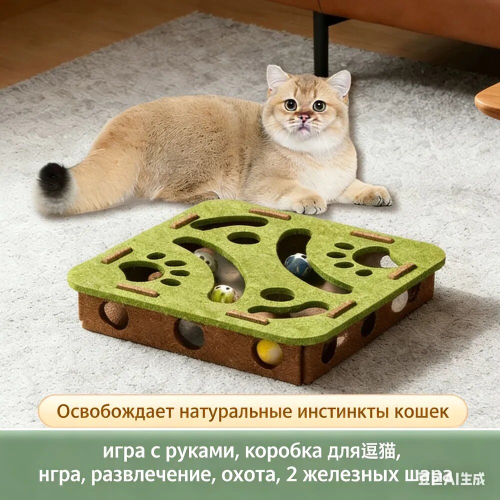 Игрушечный лабиринт для кошек 2 шарика
