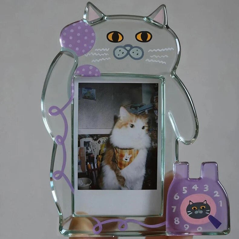Фиолетовая фоторамка кошка, 3 дюйма, акрил